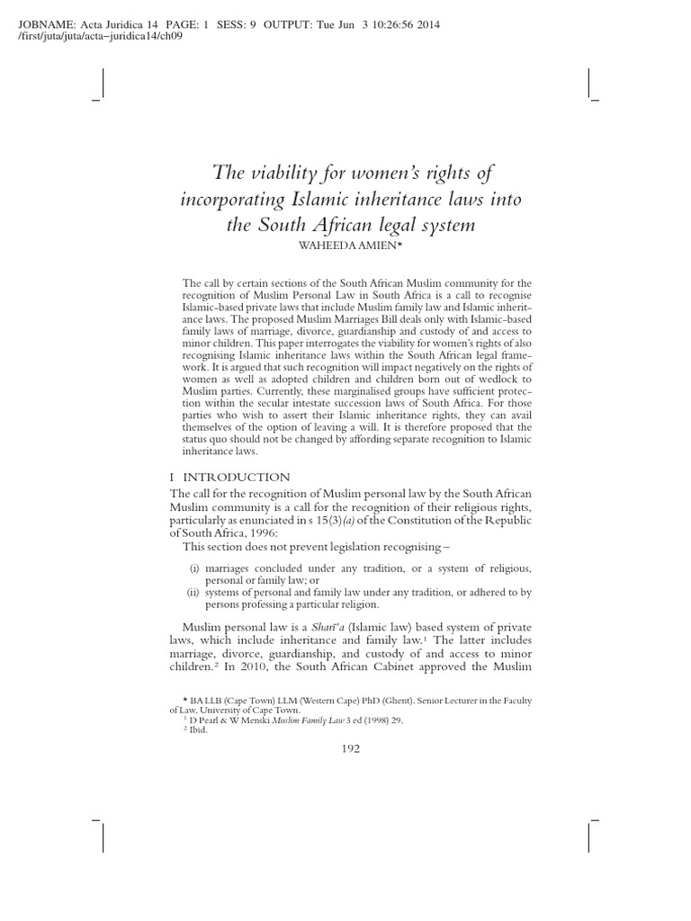 The Viability For Womens Rights of Incor | PDF | Inheritance | Sharia