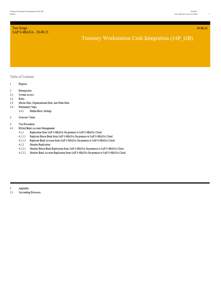 34P - S4HANA2021 - BPD - EN - Treasury Worstation Cash Intergration | PDF | Cloud Computing ...