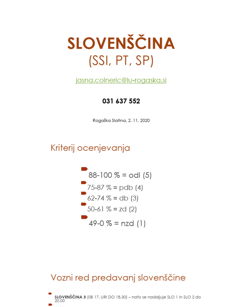 Slovenscina - Tretje Predavanje | PDF