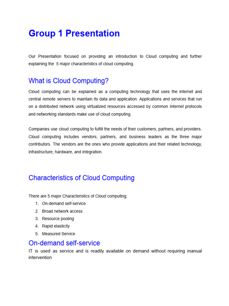 Cloud Computing Group Presentations | PDF | Cloud Computing | Computer ...
