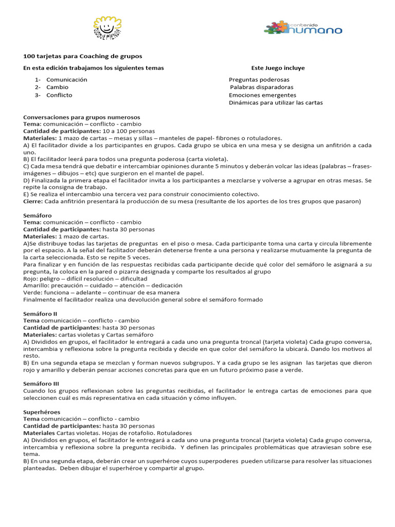 Dinámicas de Coaching Grupal | PDF | Crecimiento personal y profesional