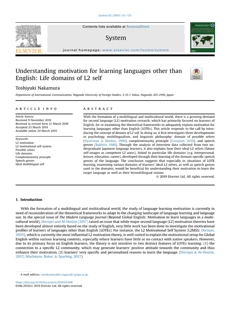 L2 Motivation: Understanding Learner Domains | PDF | Second Language ...
