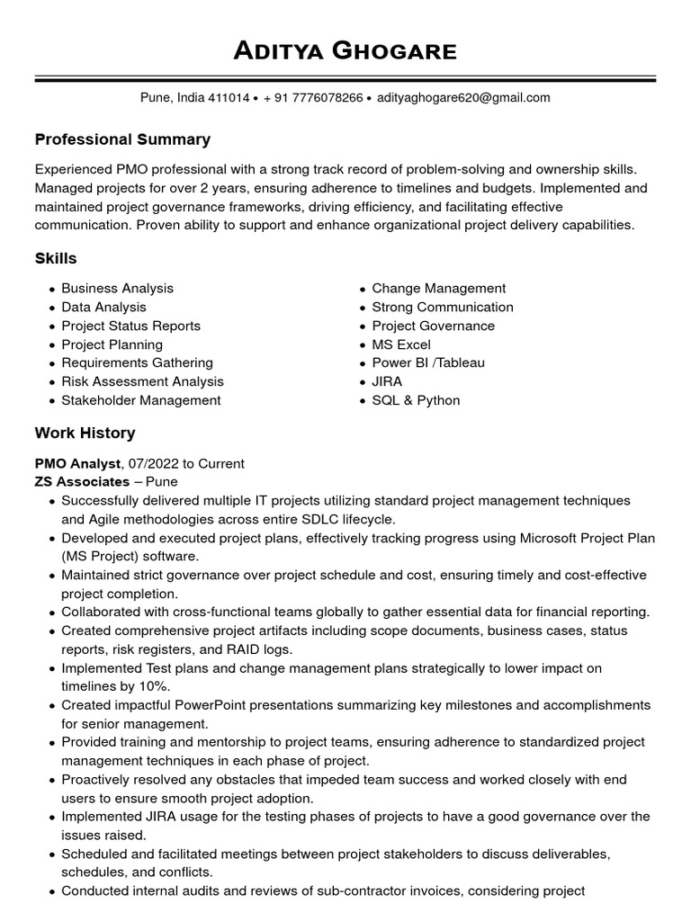 Aditya G CV | PDF | Software Development Process | Information Technology Management