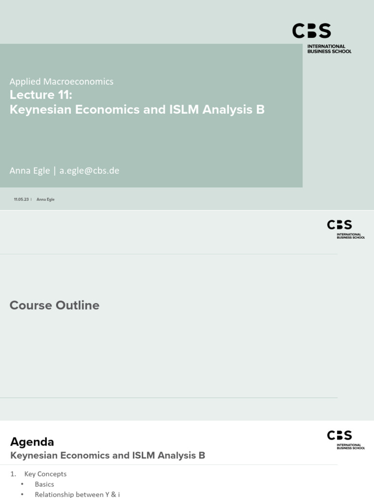 Lecture 11 - Keynesian Economics and ISLM Analysis B | PDF | Economics | Keynesian Economics