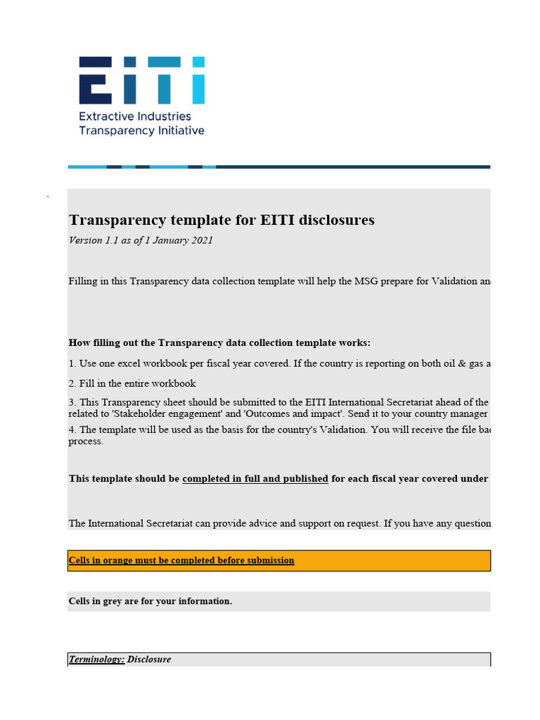 EITI Transparency Template Guide | PDF | Finance & Money Management