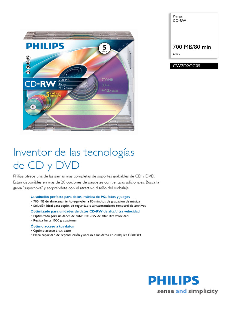 FOLLETO DISCOS REGRABABLES Philips | Descargar gratis PDF | Disco ...