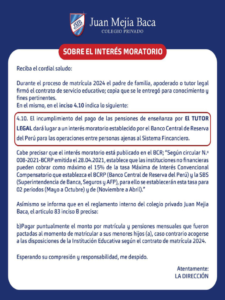 Interés Moratorio JMB 2024 | PDF