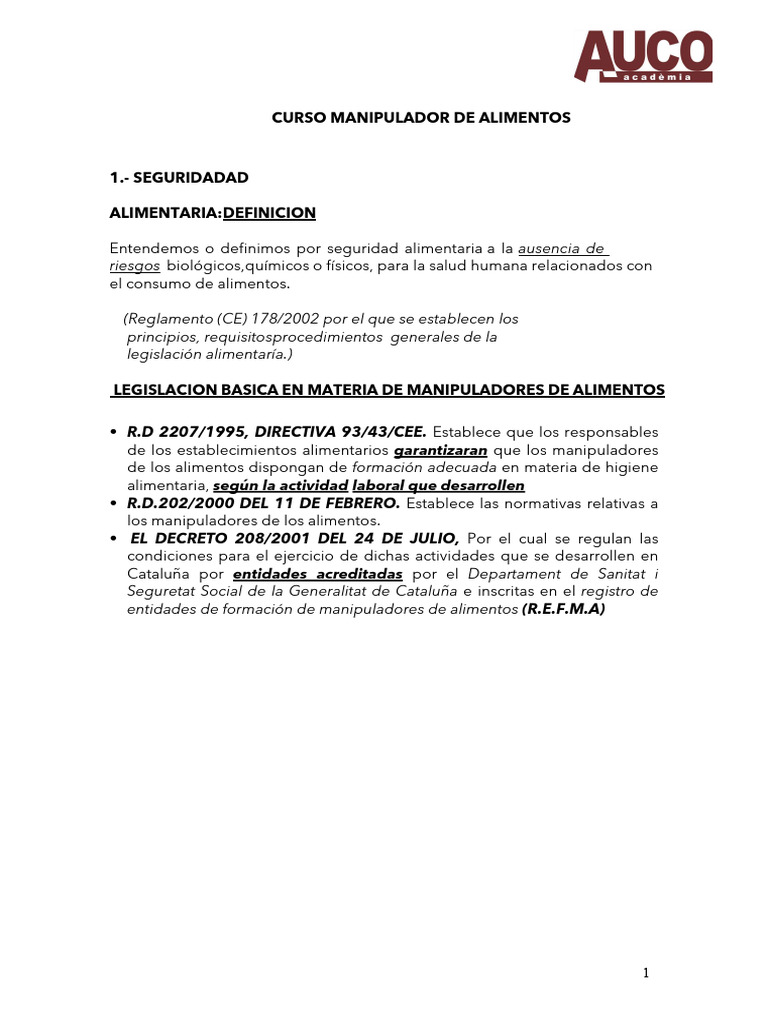Manipulador Cast | PDF | Alimentos | Análisis de Riesgo y Puntos ...