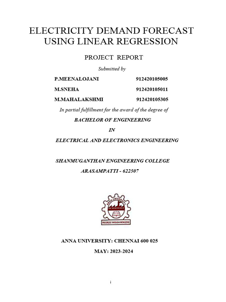Major PROJECT(EEE)2a Compressed | Download Free PDF | Forecasting | Dependent And Independent ...
