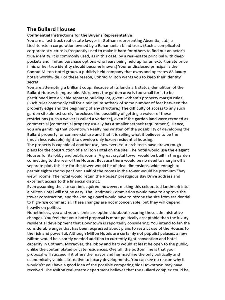 The Bullard Houses - Buyer (NEGOCIACION) | PDF | Economies | Business