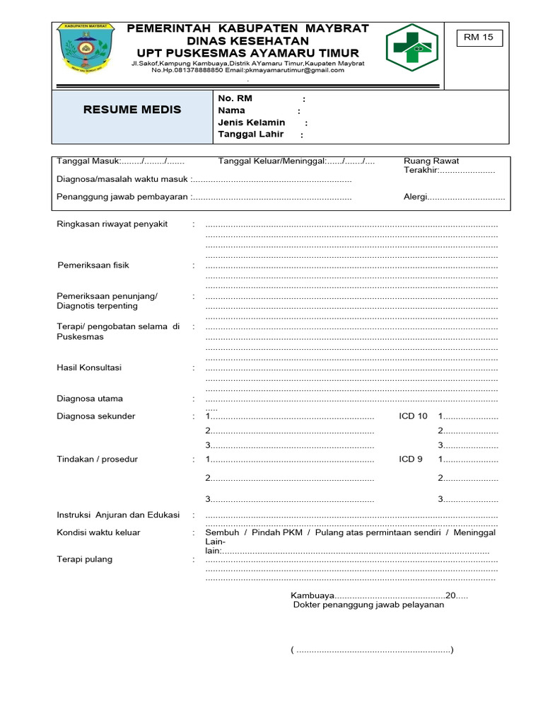 RM Resume Pasien Pulang | PDF