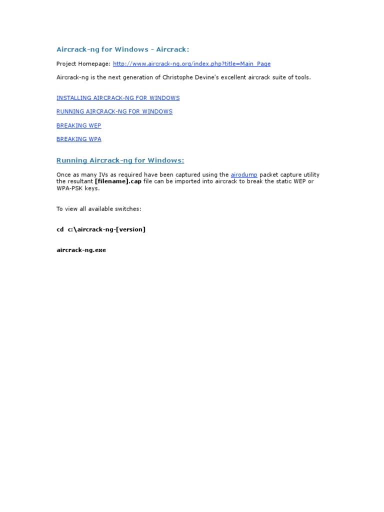 Aircrack-ng Installation Guide for Windows | PDF