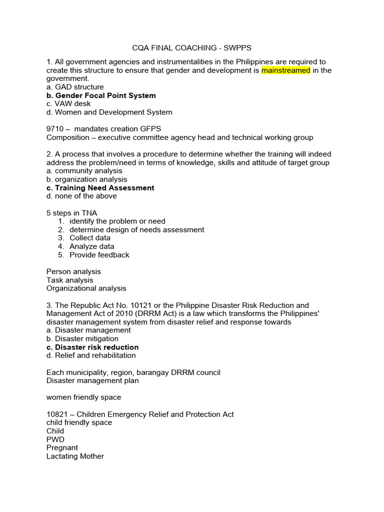 Cqa Final Coaching SWPPS - Processing | Download Free PDF | Emergency Management | Learning
