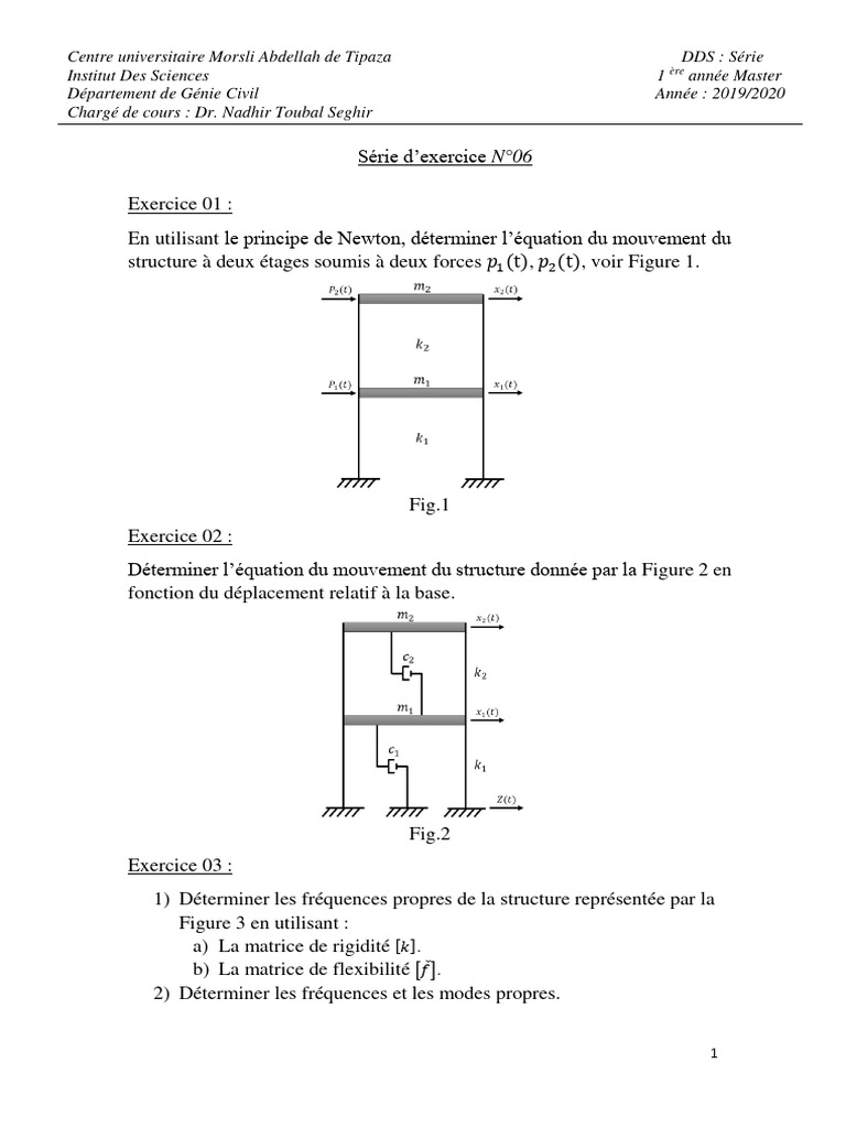 Dynamique des structures en génie civil | PDF | Mode normal | Physique ...