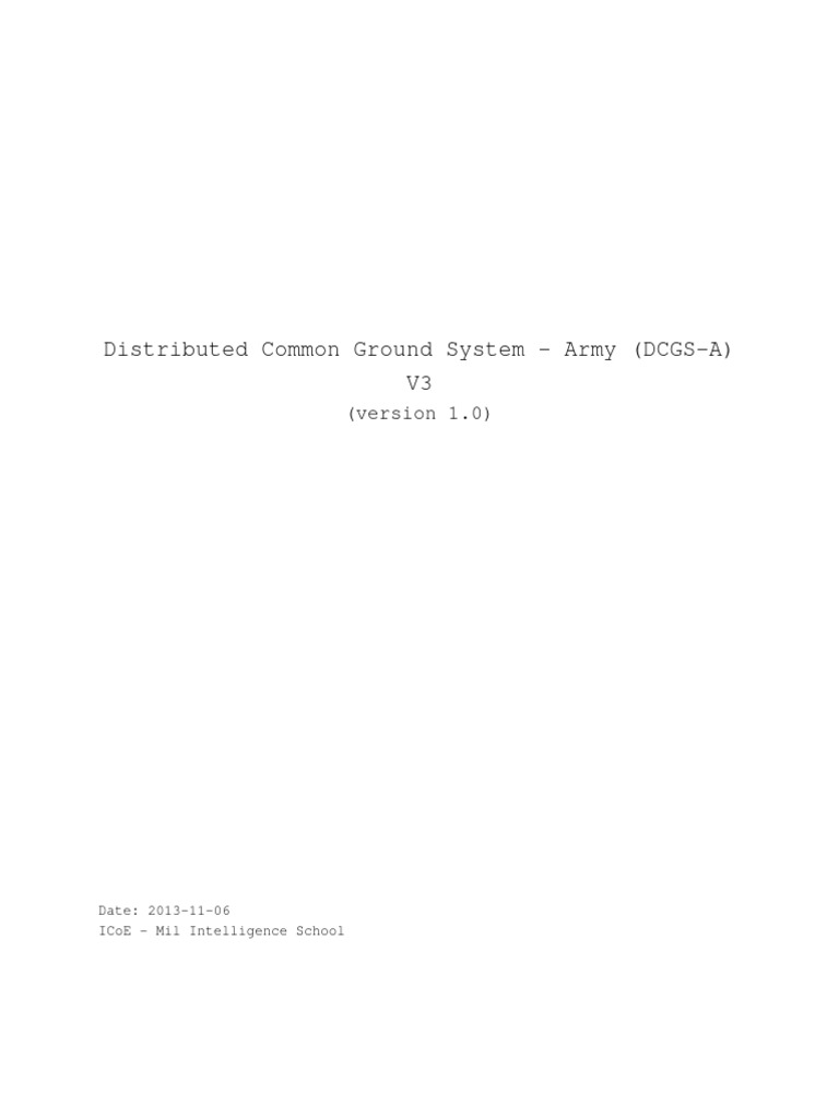 Distributed Common Ground System - Army (DCGS-A) V3: (Version 1.0 ...