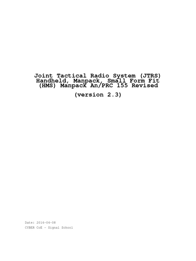 Joint Tactical Radio System (JTRS) Handheld, Manpack, Small Form Fit ...