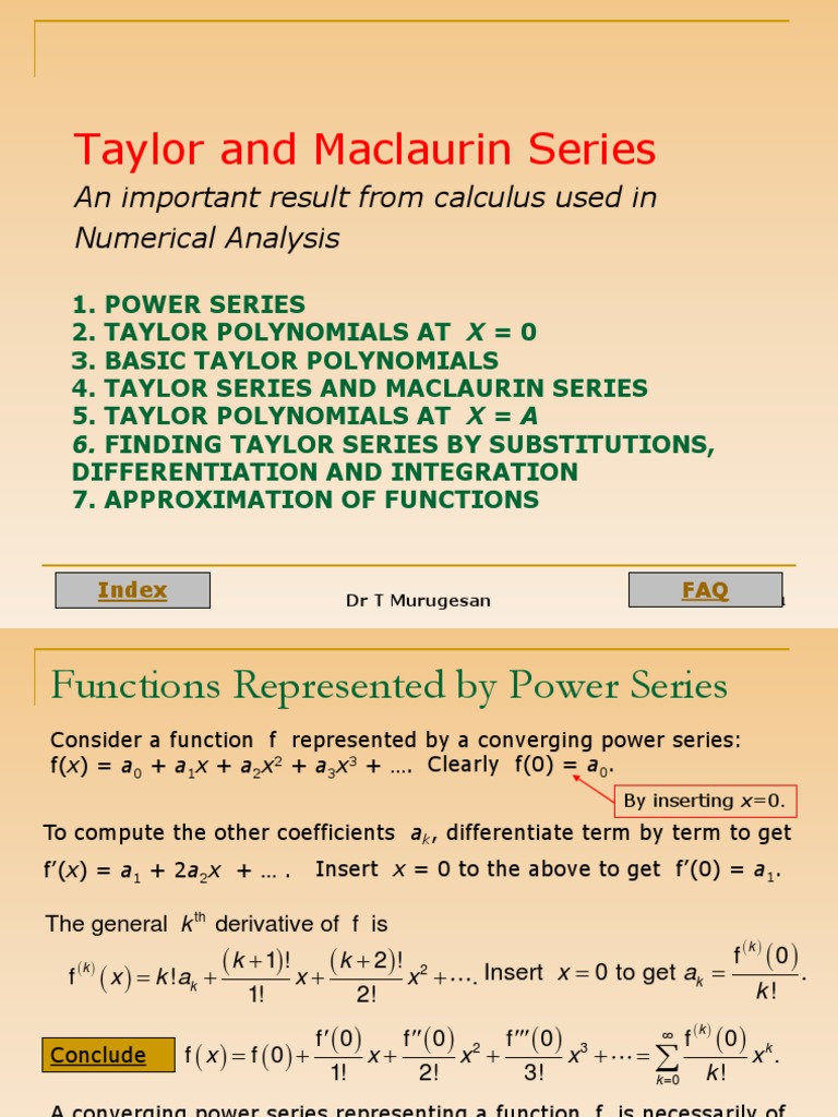 Taylor and Maclaurin Series Guide | PDF | Power Series | Trigonometric ...