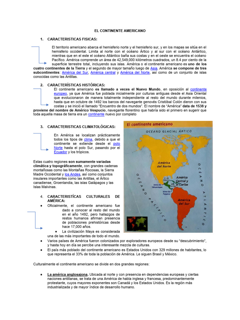 El Continente Americano | PDF | Américas | América del Sur