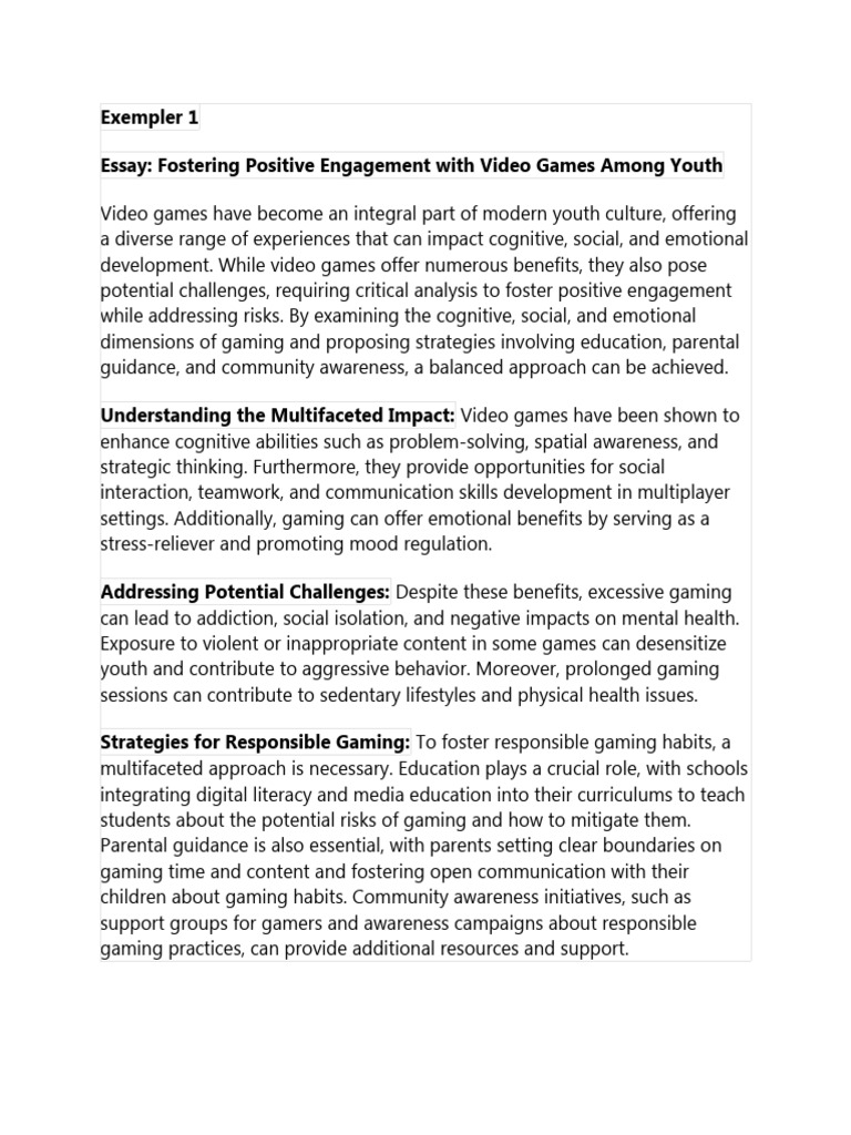 Youth Gaming: Balancing Benefits & Risks | PDF | Video Games | Community