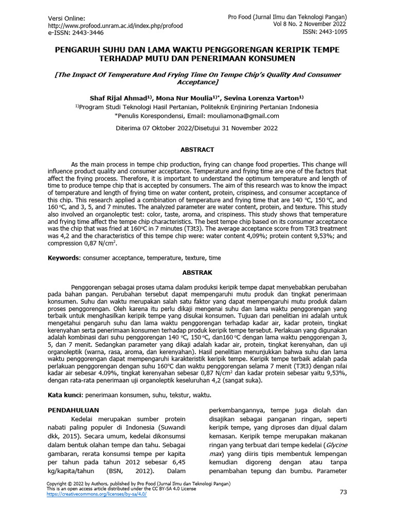 Jurnal Pengaruh Penggorengan Keripik Tempe | PDF | Sains & Matematika | Teknologi & Rekayasa