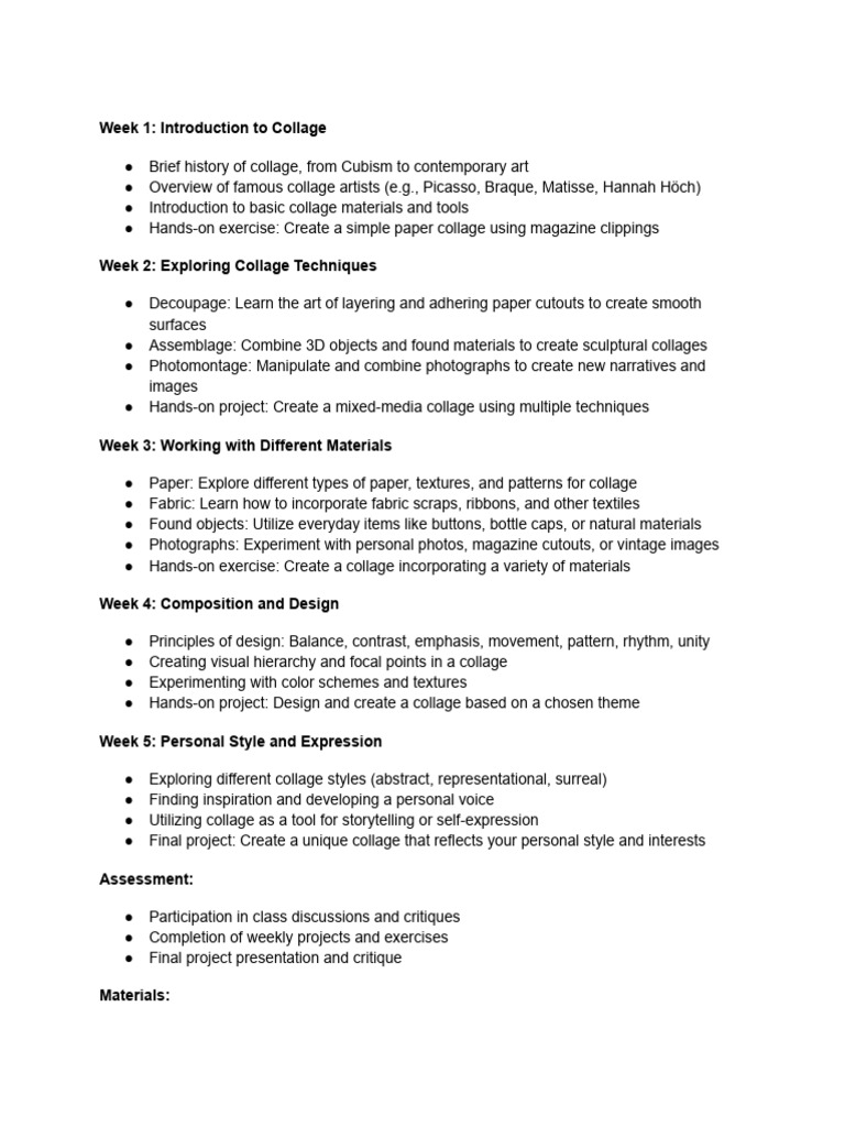 Week 1 - Introduction To Collage | PDF