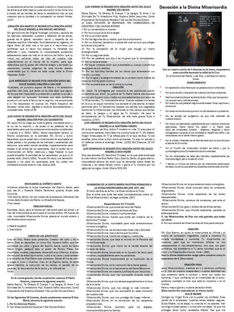 TRIPTICO CORONILLA APOSTOLADO DE LA DIVINA MISERICORDIA PDF | PDF ... TRIPTICO CORONILLA APOSTOLADO DE LA DIVINA MISERICORDIA PDF | PDF ...