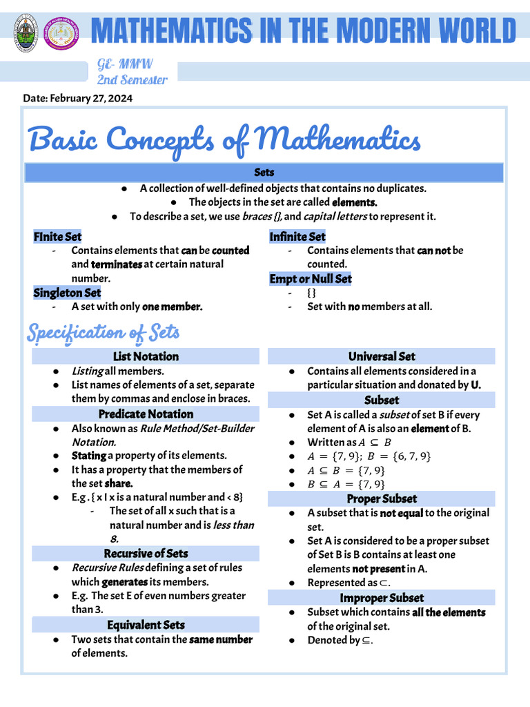 MMW-Concepts-of-Math | PDF | Set (Mathematics) | Mathematical Objects