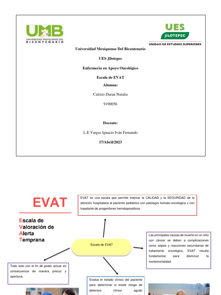 Escala EVAT en Pediatría Oncológica | PDF | Enfermería | Septicemia