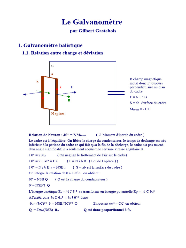 Galvanomètre : Théorie et Applications | PDF | Champ magnétique ...