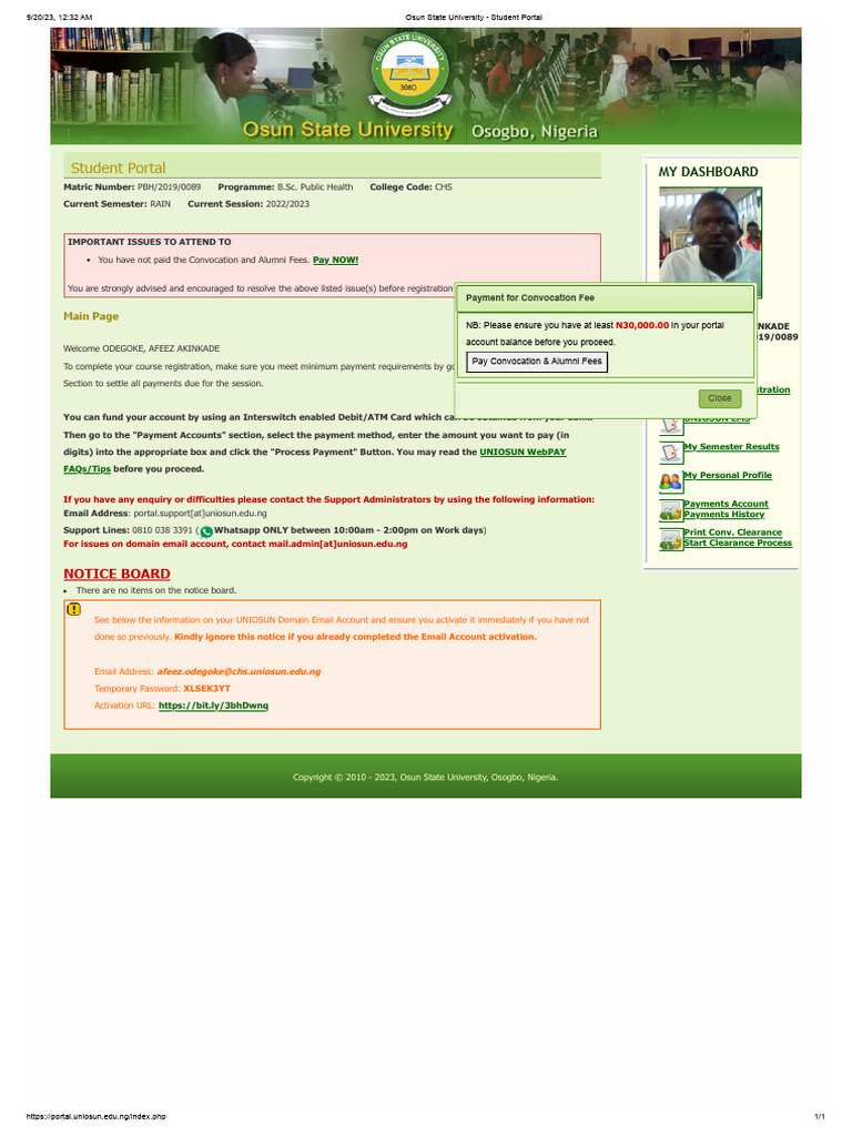 Osun State University - Student Portal Convocation | PDF | Payments | Banking Technology