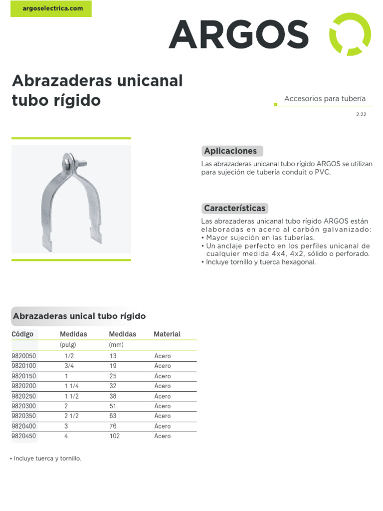 Abrazadera Unicanal 34356522324 | PDF