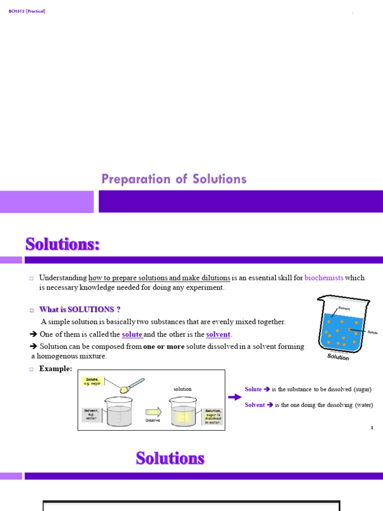 Solution Preparation and Concentration Guide | PDF | Mass Concentration ...