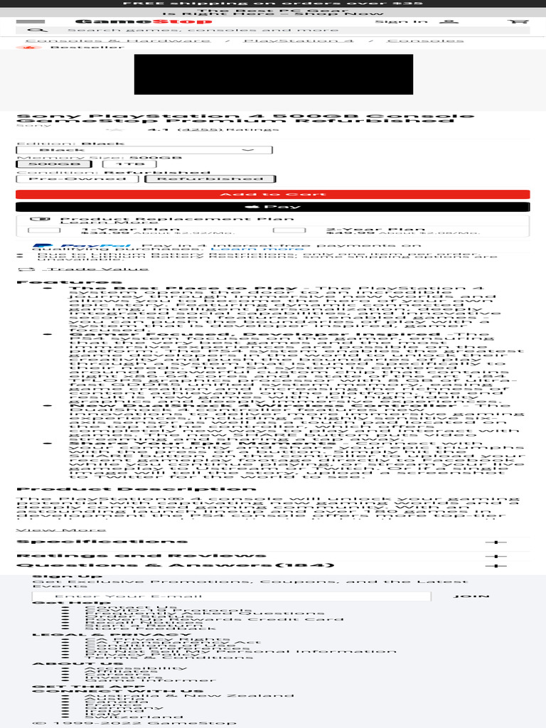 Sony PlayStation 4 500GB Console GameStop Premium Refurbished GameStop ...