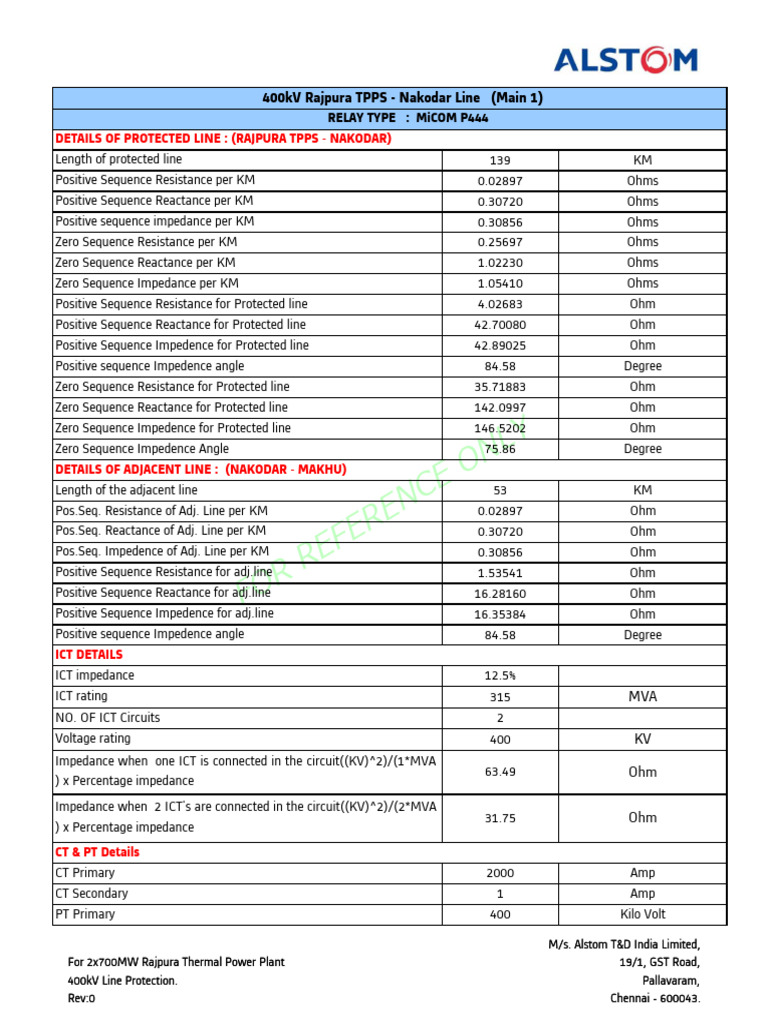MiCOM P442 Setting Example | PDF | Electrical Impedance | Electrical ...