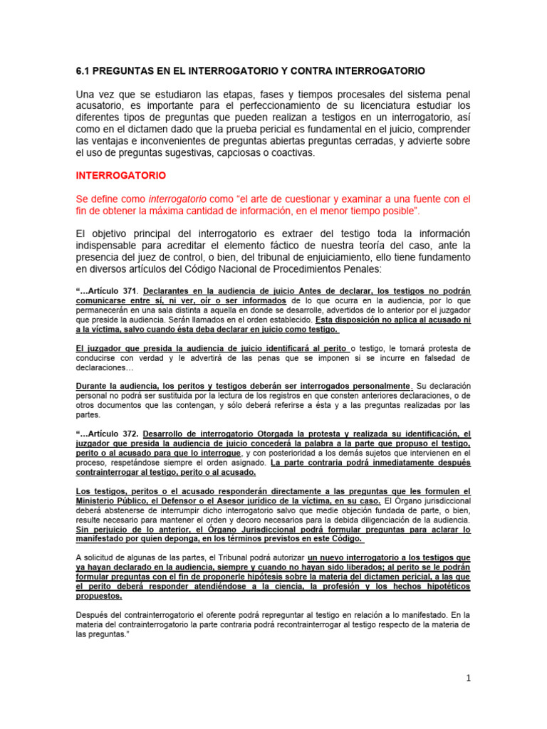 Preguntas en Interrogatorio Penal | PDF | Testigo experto | Testigo