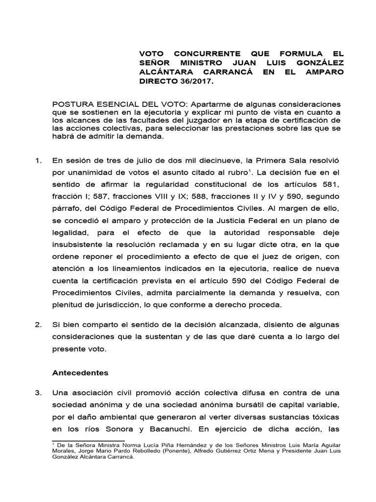 Voto Concurrente Que Formula El Señor Ministro Juan Luis González ...