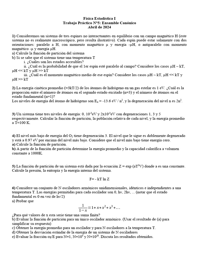 FisEstI TP5 2024 | PDF | Temperatura | Gases