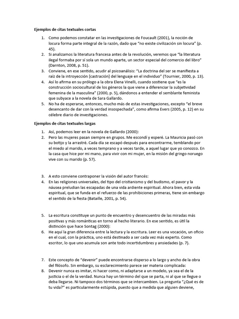 Ejemplos de Citas Textuales en Literatura | PDF