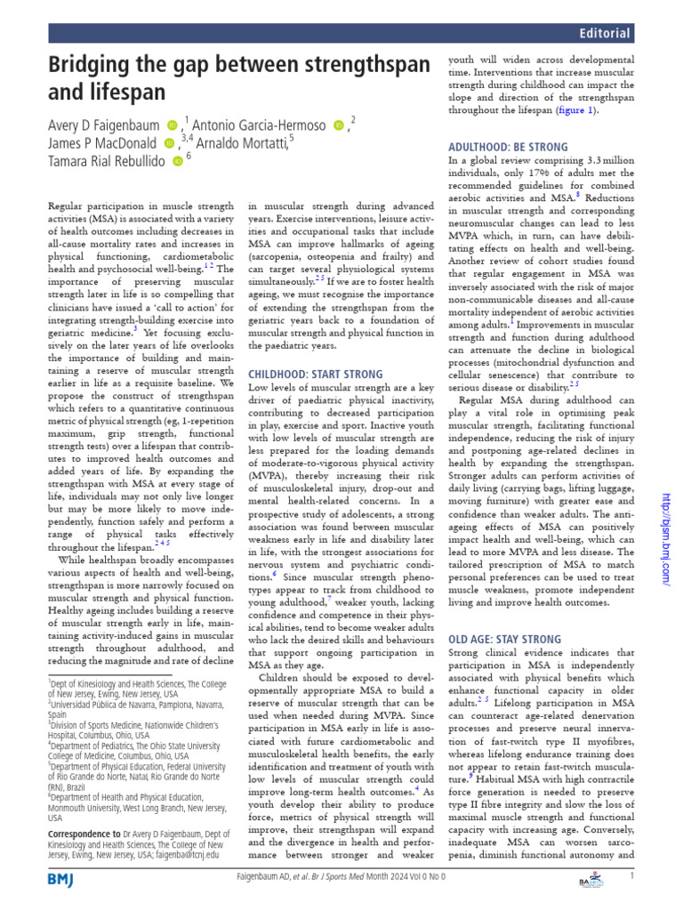 Strengthspan: Enhancing Lifespan Through MSA | PDF | Skeletal Muscle ...