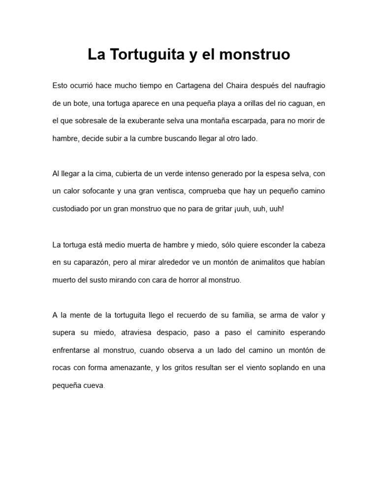 La Tortuguita y El Monstruo | PDF