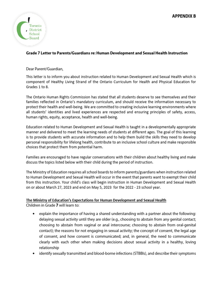 Gr 7 Human Development Letter | Download Free PDF | Human Sexual ...