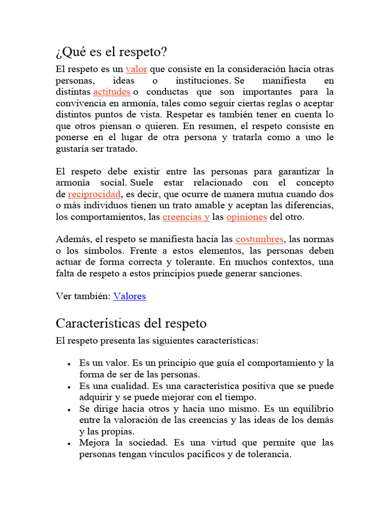 El Valor del Respeto en la Sociedad | PDF | Tolerancia | Psicología Social