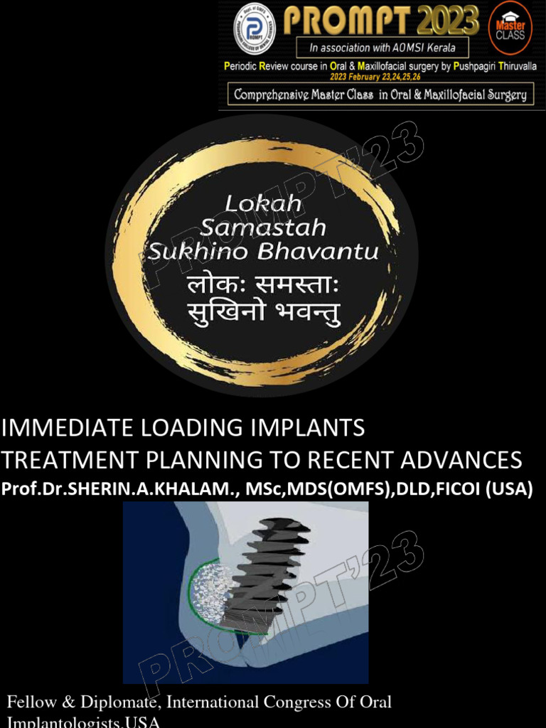 Immediate Loading Implants - Treatment Planning To Recent Advances | PDF | Dental Implant ...