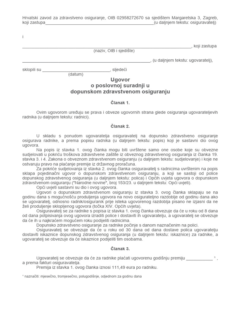 Ugovor o Poslovnoj Suradnji U Dzo | PDF