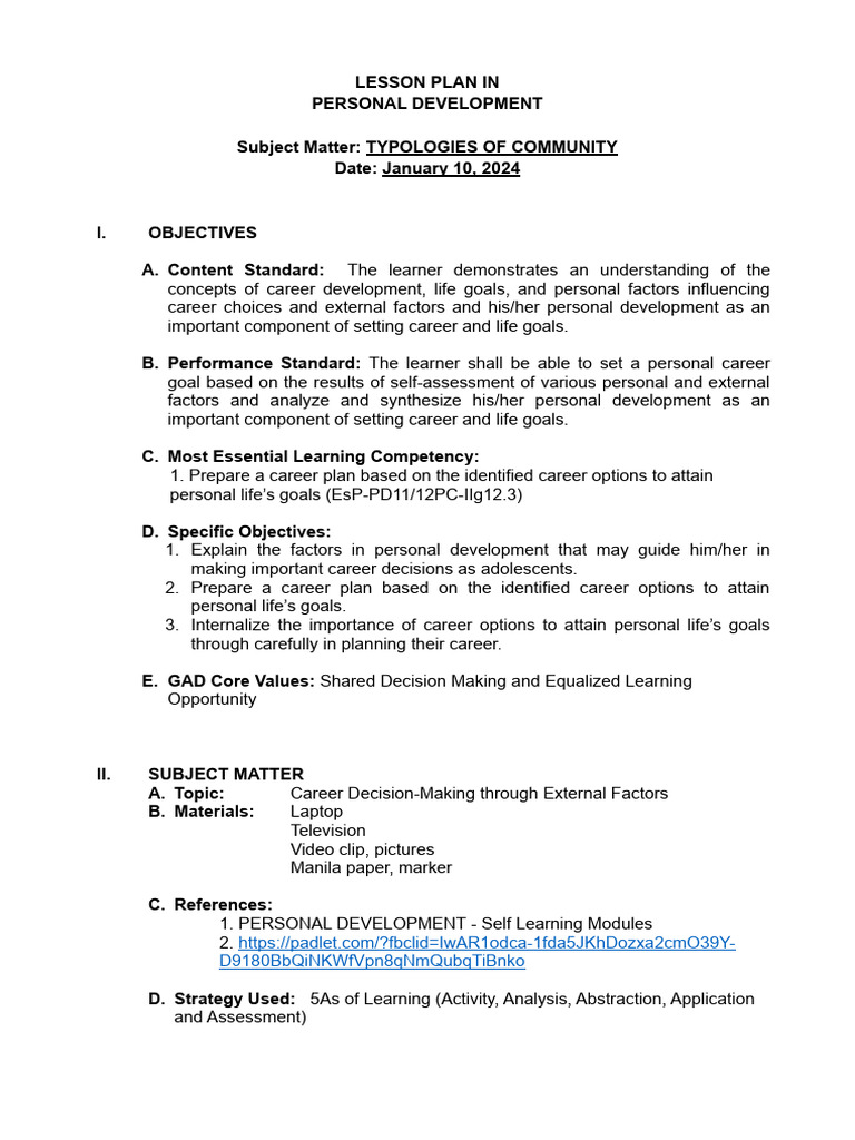 COT-Lesson-Plan 2024 | PDF | Lesson Plan | Learning