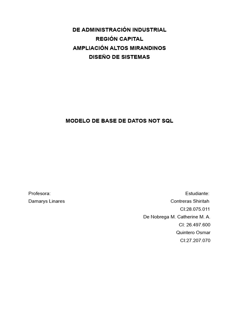 Bases de Datos No Relacionales Terminado | PDF | No Sql | Informática