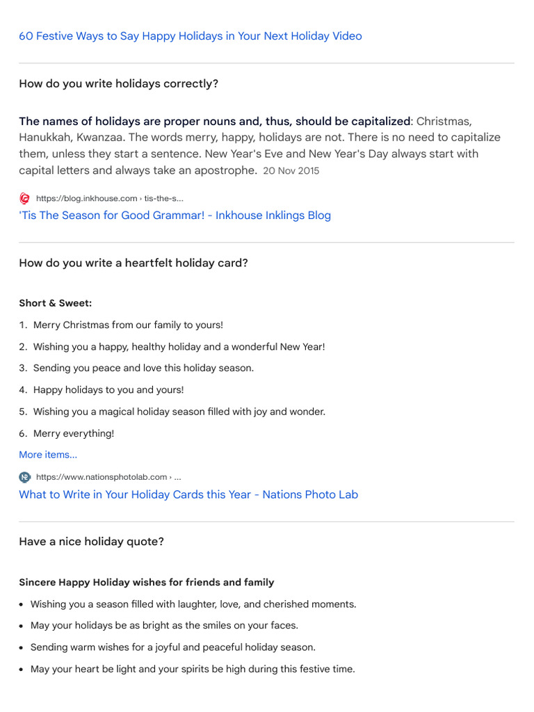how to write hoilday note | PDF | Christmas And Holiday Season | Christmas