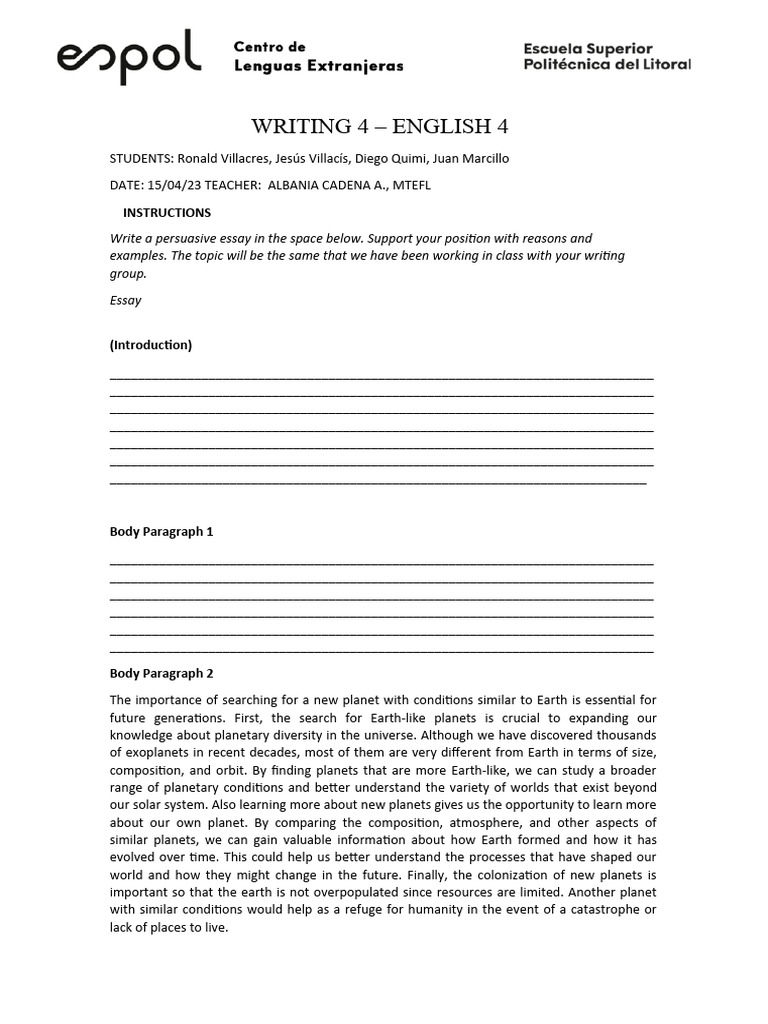 Writing Final | PDF | Planets | Earth Analog