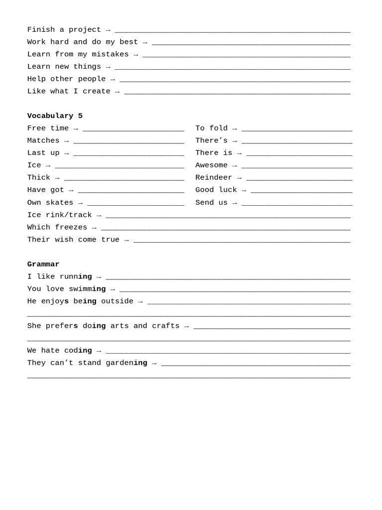 Kids Can 6 Unit 1 Vocabulary & Grammar | PDF