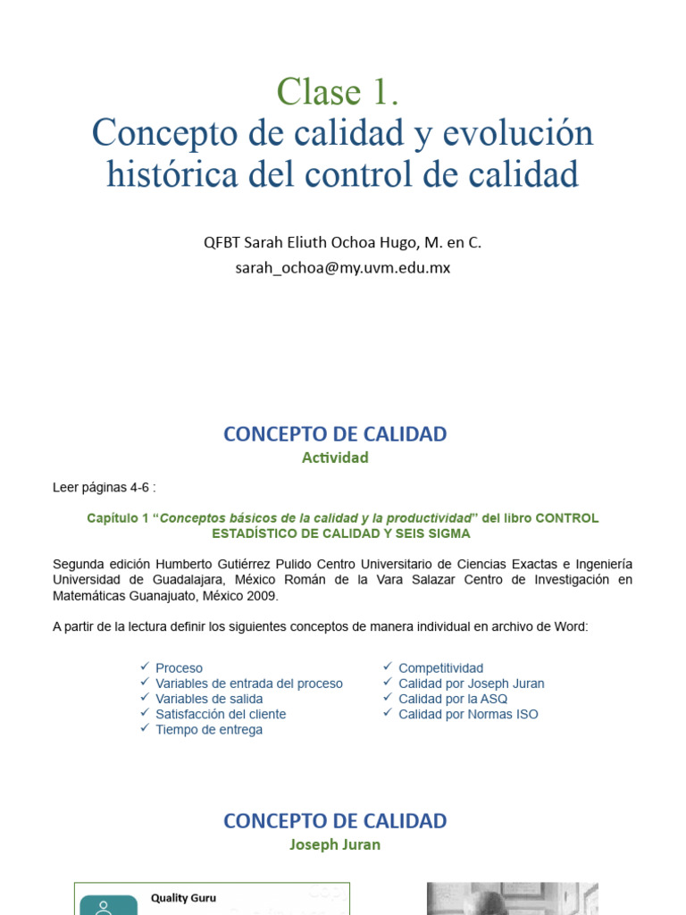 Clase 1. Concepto y Evolución Del Control de Calidad | PDF | Calidad ...